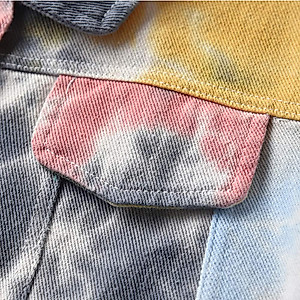 Baby Boys Girls Denim Jacket Toddler Kids Tie Dye Button Down Jeans Jackets Top Coat Outwear(110/3-4T, Tie Dye Yellow)