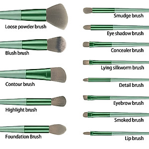 Muhuabeuaty 23 pcs Makeup Brushes Set with Beauty Blender, Foundation Brush Eyeshadow Concealers Powder Brushes, 4 pcs Boxed Makeup Sponges for Professional Makeup Kits (Middle Size, Green)