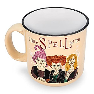 Disney Hocus Pocus Put A Spell On You Ceramic Camper Mug | BPA-Free Travel Coffee Cup For Espresso, Caffeine, Cocoa, | Home & Kitchen Essential | Halloween Gifts and Collectibles | Holds 20 Ounces