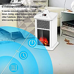 Wgwioo Electric Fireplace Heater, 800W Portable Fireplace Stove with Realistic 3D Flames, Remote Control, 12H Timing Function, 1S Heat,White