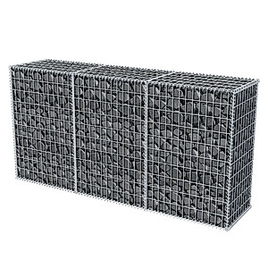 Festnight Gabion Wall with Top and Bottm Covers Weather Resistant Galvanized Steel Stone Basket Wire Wall Garden Edging Cage Walls Panels