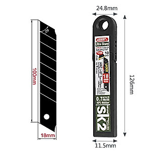 ASSIST 60-Pack 18mm Snap-off Blades,Nice Tempered Black Blade, SK2 High-Carbon Steel Replacement for all 18mm Utility Knife & Box Cutter