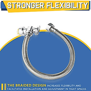 1-Pack GUOFIS Stainless Steel Braided Flexible Faucet Connector,1/2" Nominal Push-fit Angle Stop Valve x 1/2" FIP, 18-Inch Length Faucet Supply Line Hose