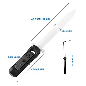 RHOTALL Game Sword for The Legend of Zelda: Skyward Sword HD Compatible with Nintendo Switch and Switch OLED Right Joycon Controller, Game Accessories Handle Grip with LED Design - Black