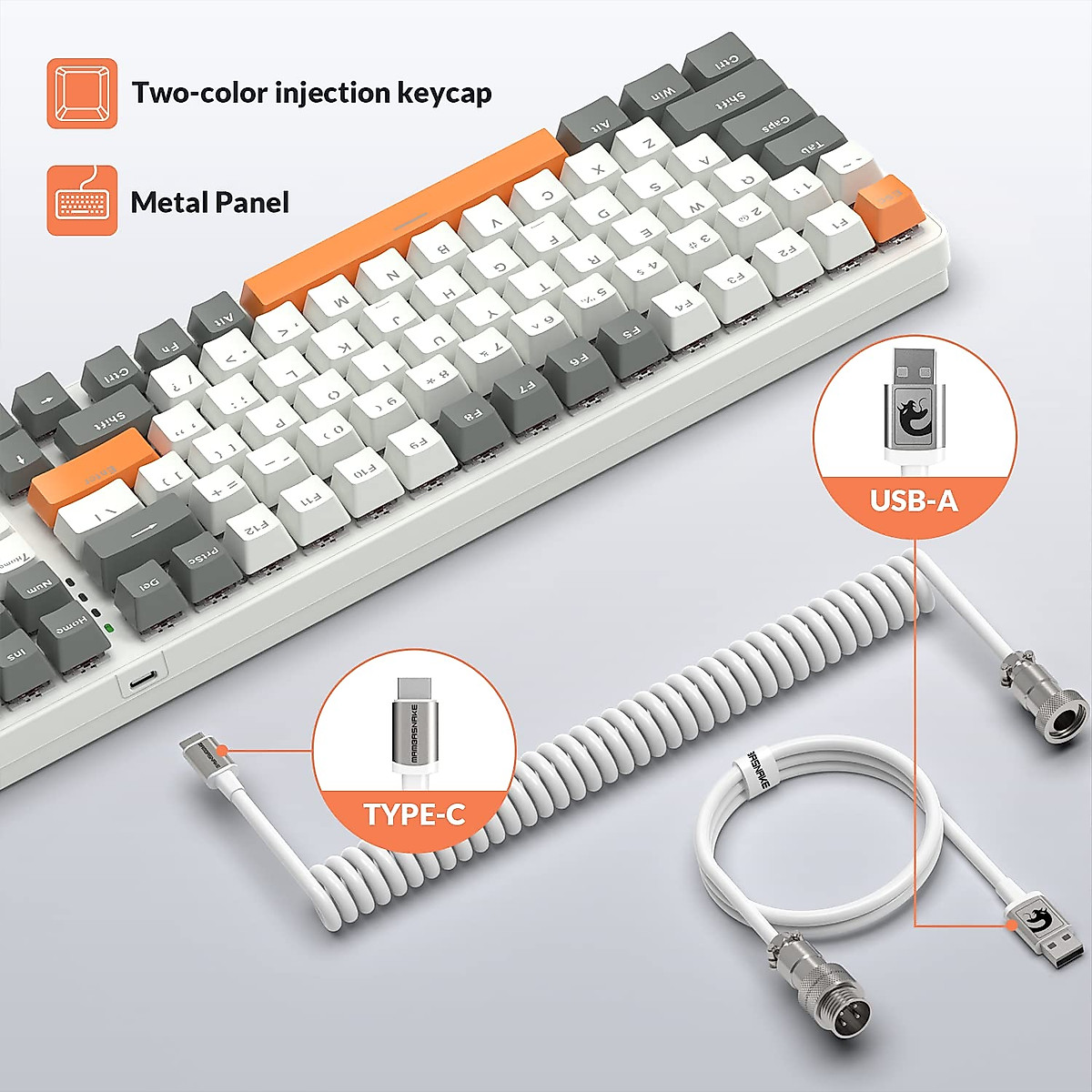 ZIYOU LANG K3 Mechanical Gaming Keyboard and Mouse Combo, 98Key Backlit Keyboard and Ultra-Light Honeycomb Shell Mouse, Red Switch Coiled Type-C to USB Cable Wired Keyboard for PC/Mac/Windows