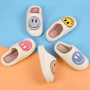 CWODOR Kids Slippers Boys Girls Plush Non-Slip House Slippers Cute Soft Slip-On Shoes For Little Big Kids White 1-2 Big Kids