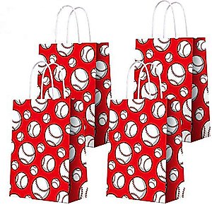 Baseball Bag, Baseball Print Paper Bags for Baseball Party Supplies Party Decorations- Baseball Party Bags Party Favor Goody Treat Candy Gift Bags for Kids Adults Birthday Party Decor- 16 PCS