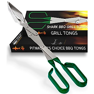 Long Tongs for Grilling: 17.5" Heavy Duty Extra Long BBQ Tongs. Scissor Grip Grilling Tongs, Stainless Steel Metal Tongs for Cooking, Kitchen & Outdoor Barbecue - Grilling Tools & Dad Gift, Green