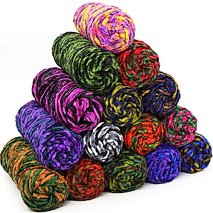 TEXXY 500g Bulky Vegan Soft Yarn Baby Chenille Velvet Yarn Knitting Crochet Yarn Crochet Chenille Yarn DIY Velvet Chenille Yarn (Color : Orange Green)