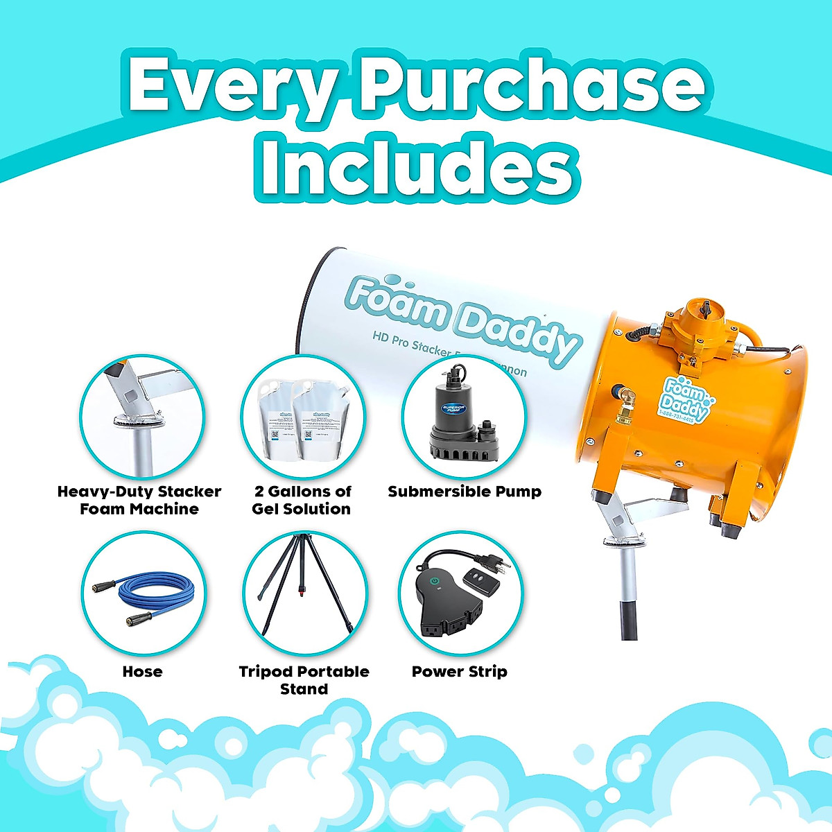 HD Pro Stacker Foam Cannon - Shoots Up to 30ft for Sky-High, Show-Stopping Foam Effects - Foam Machine Perfect for Large Scale Events, Festivals & Professional Entertainment Venues