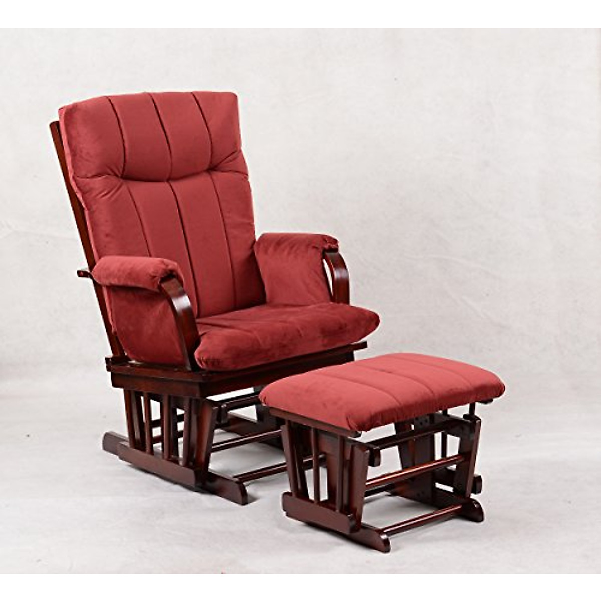 Artiva USA Marsala Super Soft Microfiber Cushion Cherry Wood Glider Chair and Ottoman Set,