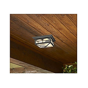 Home Decorators Collection Flushmount 2-Light Outdoor Aged Iron Lantern