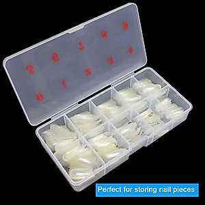 Chistepper 4 Pack Plastic Storage Boxes Empty False Nail Storage Boxes Nail Art Tips Storage Grid Boxes