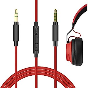 Geekria QuickFit Audio Cable with Mic Compatible with B&O HX H9i H95 H9, B&W PX7 PX5 PX, Philips Fidelio L3 A4216 H6506 Cable, 3.5mm Aux Replacement Stereo Cord with Inline Microphone (4 ft/1.2 m)