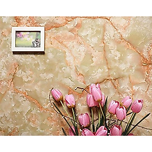 Moyishi Granite Look Marble Gloss Film Vinyl Self Adhesive Counter Top Peel and Stick Wall Decal 15.8"x118" (Amber)