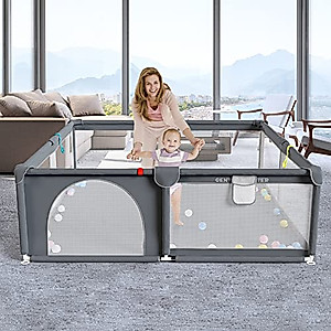 Baby Playpen, 79”x63”x26” Large Playpen for Babies and Toddlers, Indoor & Outdoor Baby Gate Play Pen, Play Yard for Baby with Ocean Balls and Storage Bag
