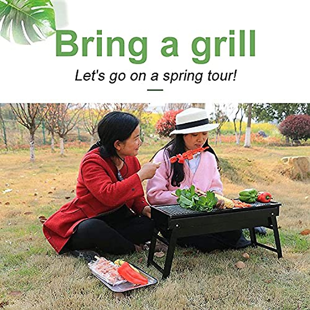 Portable Folding Charcoal Stainless Steel Barbecue Grill Outdoor Garden BBQ Utensil for Terrace Garden Hiking Picnics Party