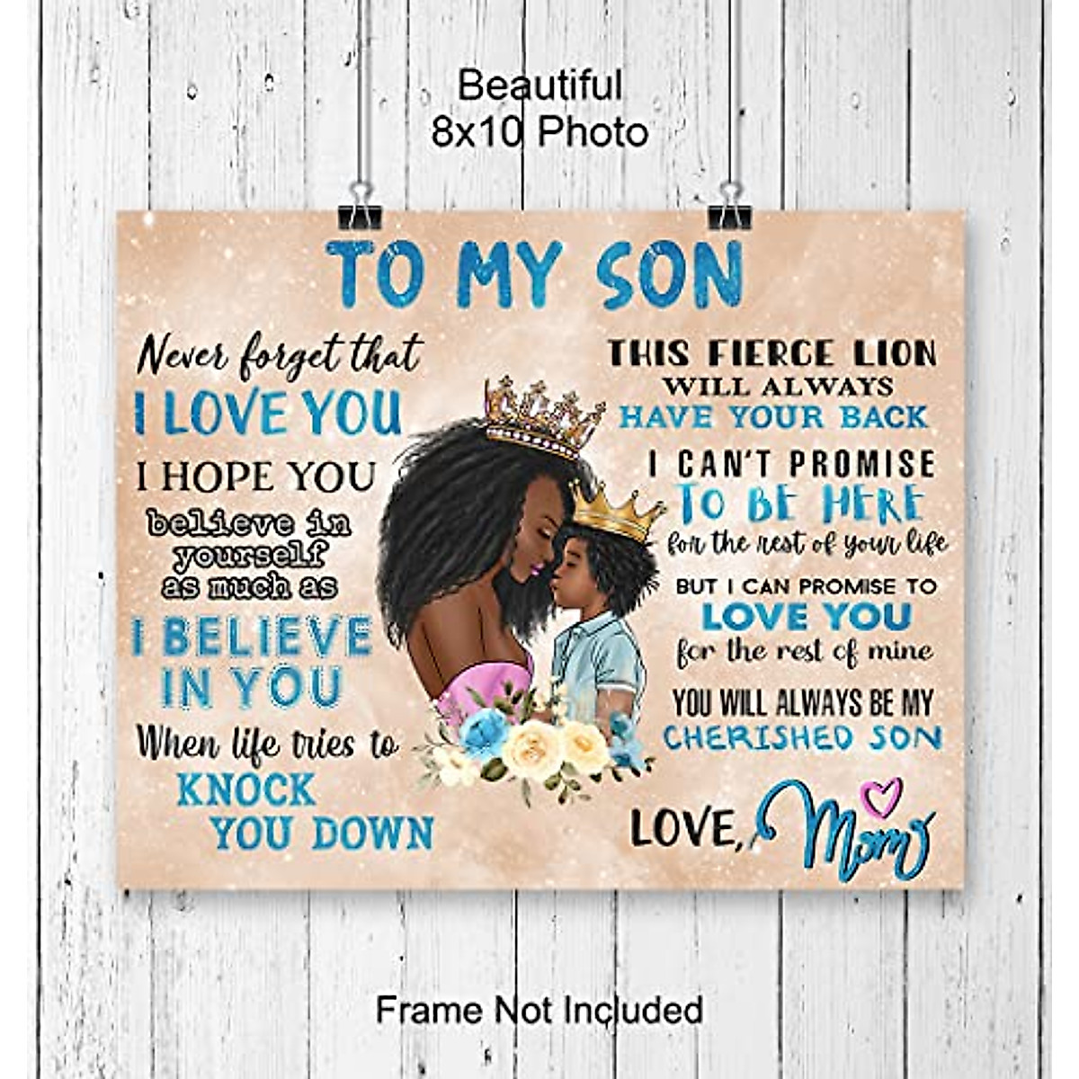 African Americans Mother Wall Art & Decor - Black women Wall Art - Nursery Decor - Little Boy Bedroom Decor - Baby shower Gift - Mother Son Life Empowerment Inspirational Quotes Poster UNFRAMED 8x10