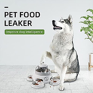 Eimiry Pressing Pet Feeder, with 4 Feeding Troughs, Pet Dry Food Dispenser,Dog Automatic Feeders,Make Pets Learn to Play and eat independently