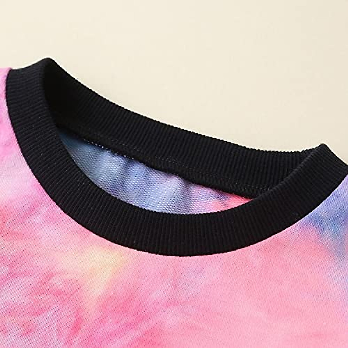 Baby Girls Cute Outfits, Tie Dye Pullover Crop Sweatshirt + Sweat Playwear Pants 2 Pieces Trendy Clothing Set, Multicolored, 18-24 Months