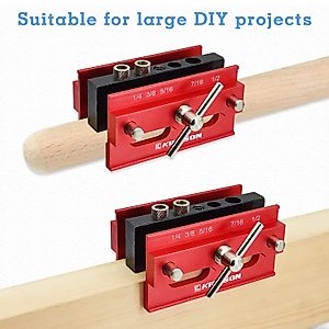 Kingson Self Centering Dowel Jig, Wood Doweling Hole Drill Guide Tool with Step Drill Guide Bushings Set, Woodworking Joints Tools for DIY Project