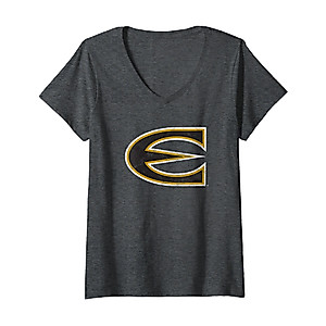 Womens Emporia State University ESU Hornets Distressed Primary V-Neck T-Shirt