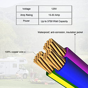 OCHIKI Generator Cord 30 Amp to 110 Adapter, 3 Prong 30 Amp to 15 Amp RV Adapter, Nema L5-30P Male to 3X 5-20R Female with Lighted End, 1.5 FT