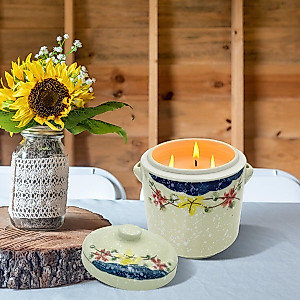 Witcreate Outdoor Indoor Large Citronella Candle, 20OZ, Coarse Pottery Container, Patio, Camping