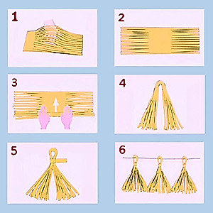 Rose Gold Black and White Bachelorette Party Wedding Bridal Shower Tissue Paper Tassel Garlands Baby Shower Nursery Birthday Party Hanging Decorations, 15pc