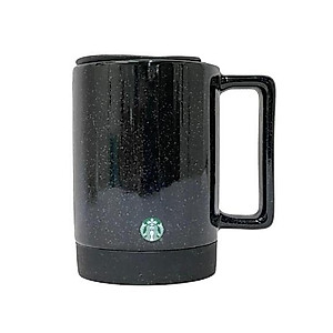 Starbucks Black Speckled Ceramic Mug w/lid Nonslip Bottom 14oz