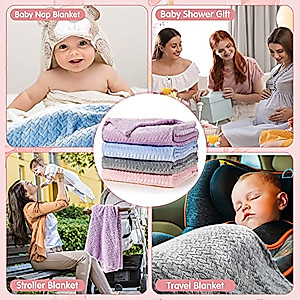 4 Pcs Baby Girl Blankets, Plush Flannel Baby Blanket, Soft and Warm Throw Blankets for Newborn Infant and Toddler, Fleece Blanket for Crib Stroller (30 x 40 Inch)
