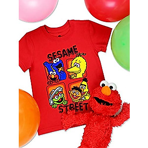 Sesame Street Gang Baby Toddler Boy's Girl's Short Sleeve T-Shirt Tee (Sesame Street Red, 24 Months)