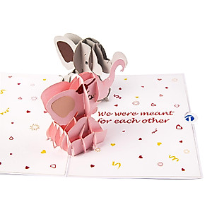 TRUANCE Pop Up Card Valentines Day Cards, Love Card, Anniversary Card, Two Elephant, Gift Card On Valentine Day