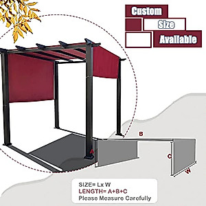 Alion Home Universal Waterproof Pergola Shade Cover – Pergola Replacement Canopy – Outdoor Adjustable Shade Cover with Heavy Duty Weighted Metal Rods (16' x 7', Burgundy Red)