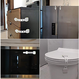 Baby Safety Cabinet Locks with Adjustable Strap,No Drilling,Baby Proofing for Refrigerators, Toilets, Doors,2/8 Count,Green/Grey