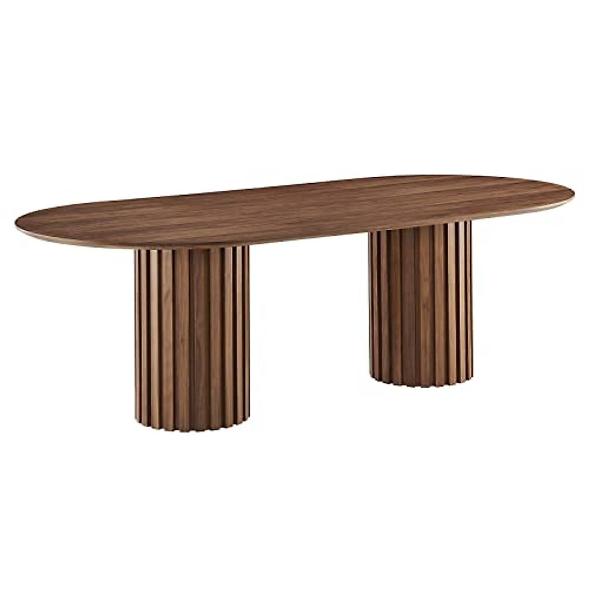 Modway Senja 95" Oval Modern Style MDF and Wood Dining Table in Walnut