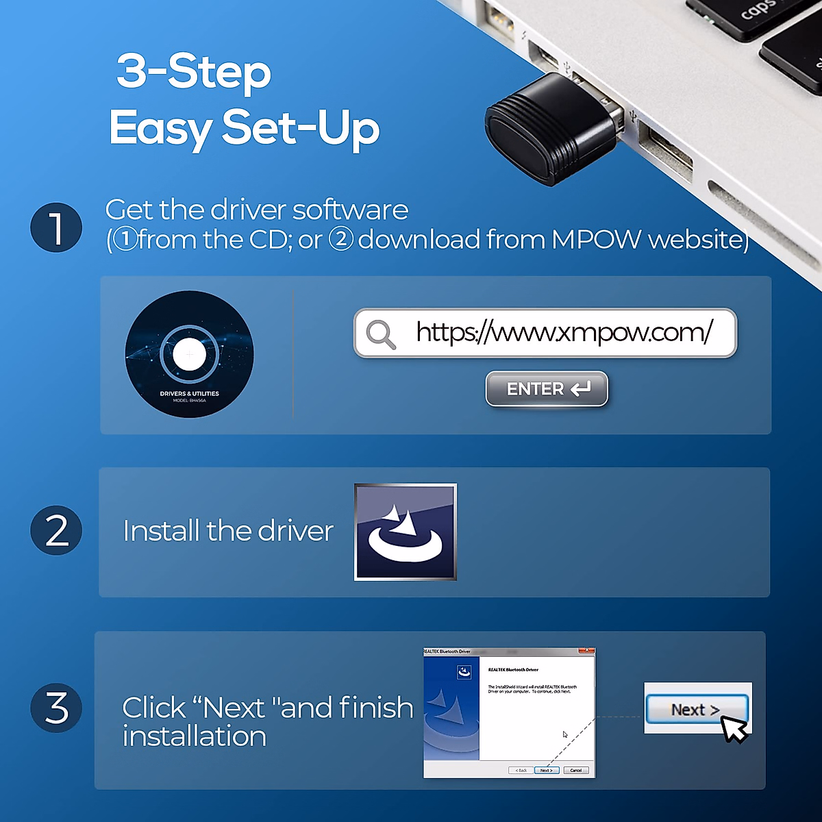 Wireless Adapter for PC,USB Wireless Adapter 5.0, Plug and Play Wireless Transmitter & Receiver Compatible with Win 7/8.1/10, for PC, Desktop, Laptop, Keyboard, Headset, Mouse, Printer