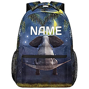 OMFUNS Elephant Animal Custom Backpack for Kids Boys Girls Ocean Beach Personalized School Bookbag for College Elementary Middle School Bag Casual Daypack Laptop Bag for Women Men