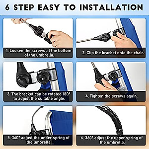 NBtoUS 2 PACK Beach Umbrella with Universal Clamp, UPF 50+ 360 ° Adjustable Beach Shade Umbrella，Portable Outdoor Umbrella for Beach Chair, Camping Chair, Wheelchair, Stroller, Patio Chairs, Golf Carts (Blue, Not Include Chair)