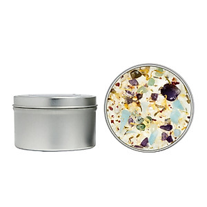 Mermaid's Kiss Candle by New Moon Beginnings - Ocean Candle - Mermaid Candle - Dried Flower, Herb, & Crystal Candles - All Natural Soy Candle - Sweet & Citrus - 8oz Tin