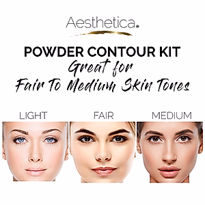 Aesthetica Cosmetics Contour and Highlighting Powder Foundation Palette/Contouring Makeup Kit; Easy-to-Follow, Step-by-Step Instructions Included