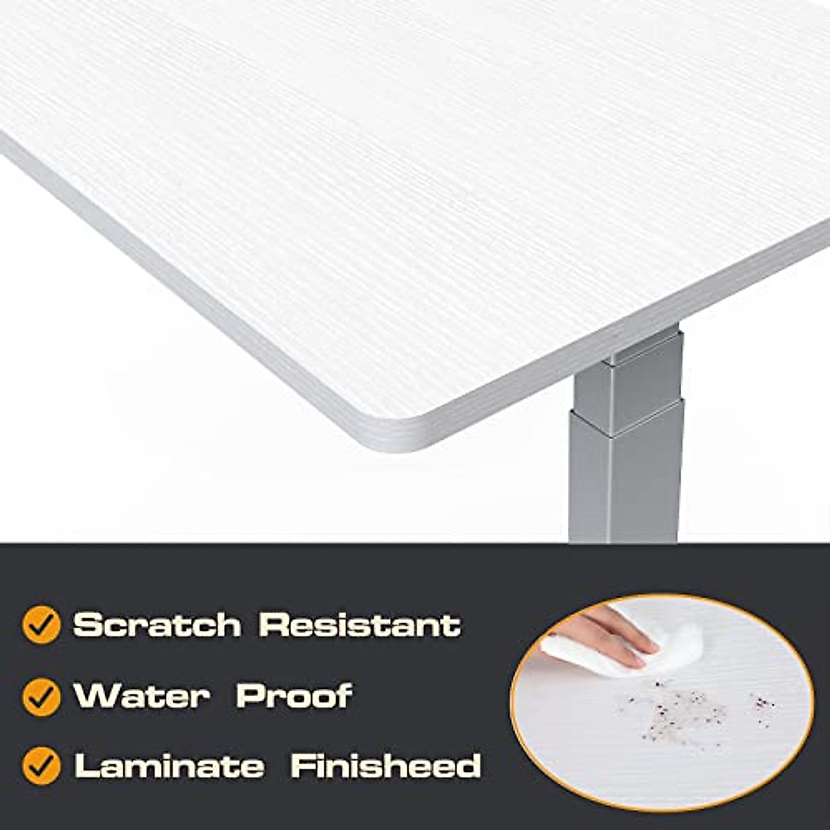 AIMEZO 47 x 24 inch Table Top Solid One-Piece Table Top Universal Desk Top for Standing and Sit to Stand Height Adjustable Desk FramesWhite