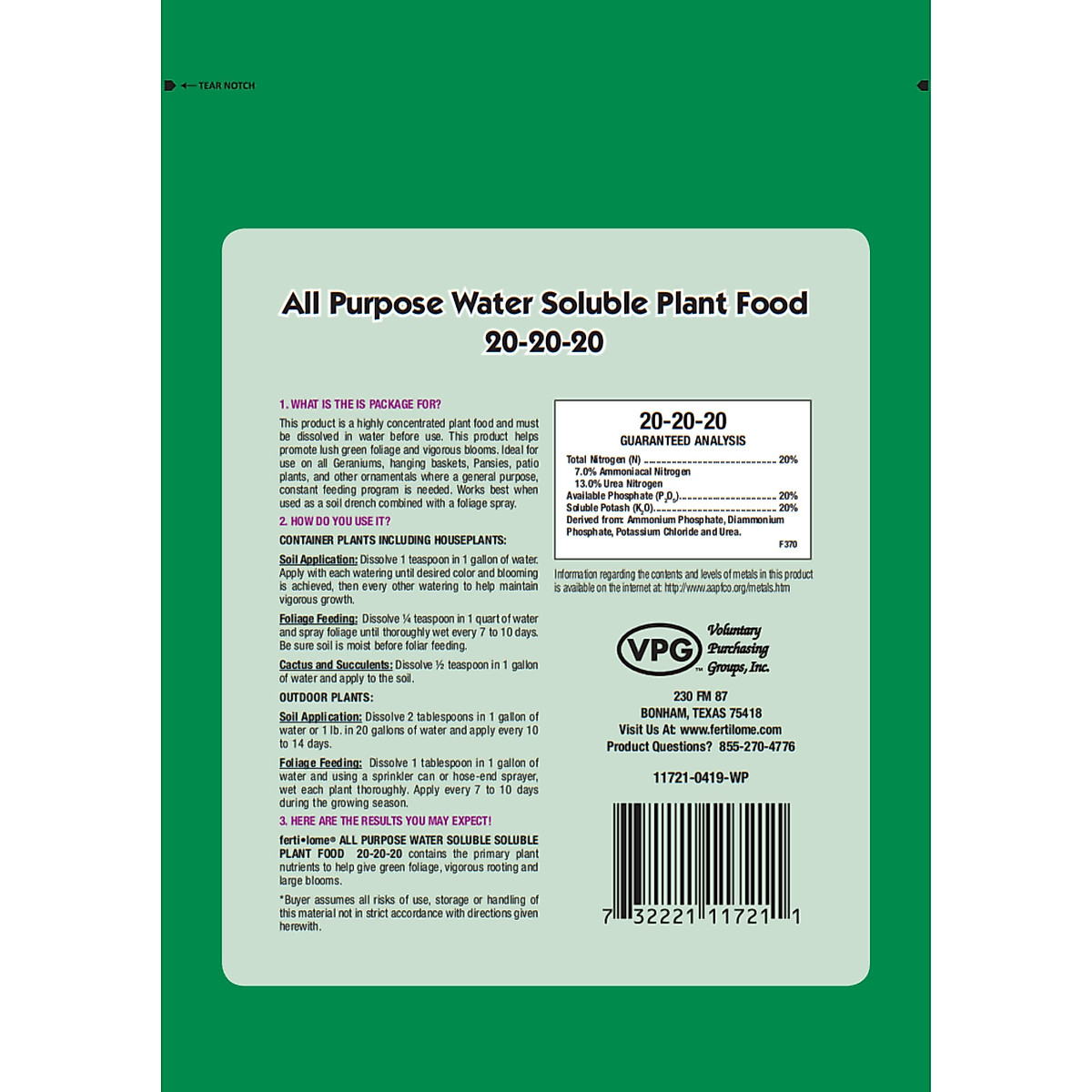 Fertilome (11728) All Purpose Water Soluble Plant Food 20-20-20 (8 oz)