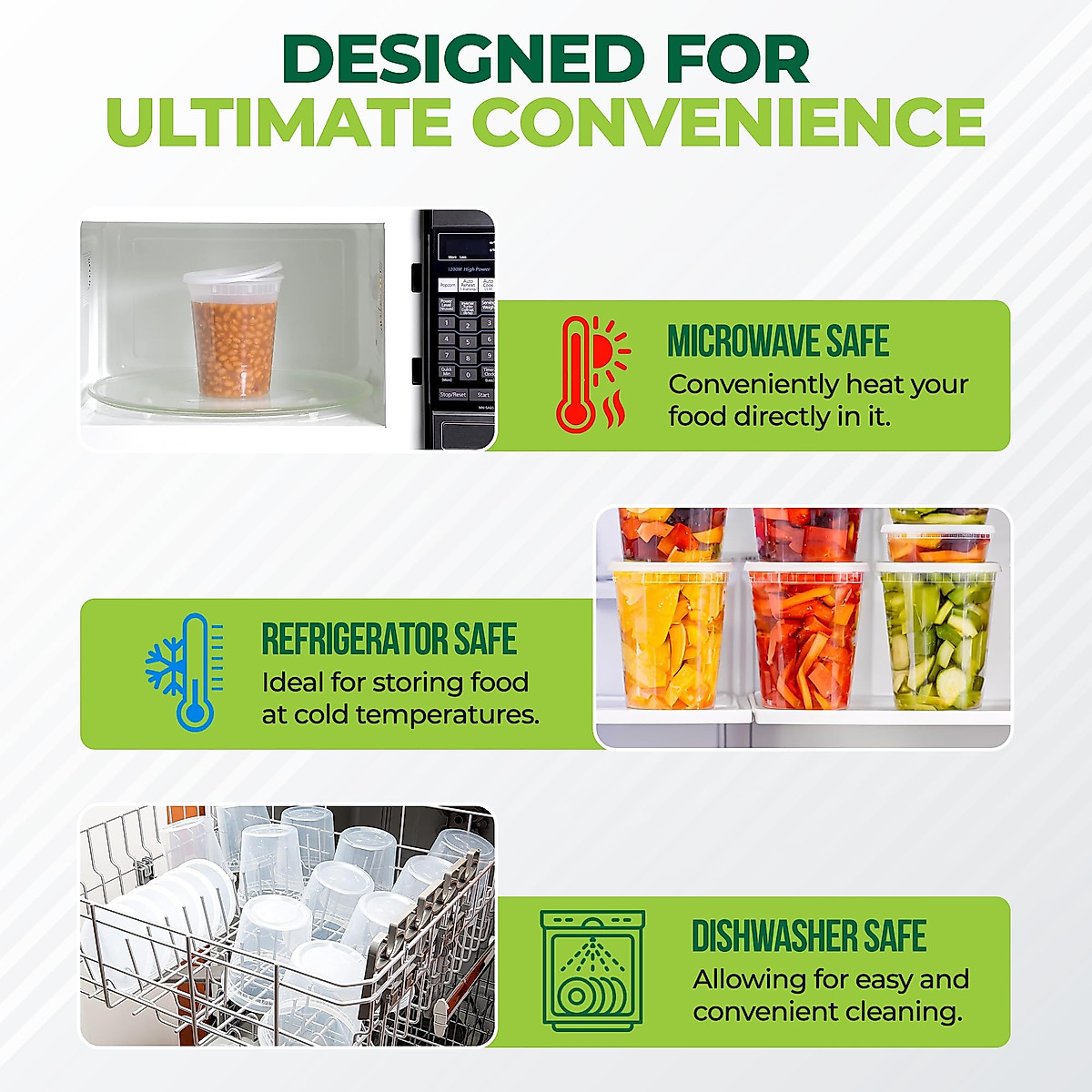 Deli Soup Quart Containers with Lids [32 Oz - 48 Pack], Plastic Food Freezer Storage Containers with Lids, Disposable Heavy Duty Microwavable Airtight To Go Takeaway Take Out Containers Cups With Lids