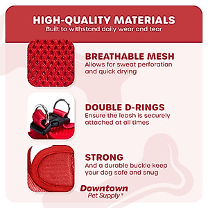 Downtown Pet Supply Step in Dog Harness for Small Dogs No Pull, Medium, Red - Adjustable Harness with Padded Mesh Fabric and Reflective Trim - Buckle Strap Harness for Dogs