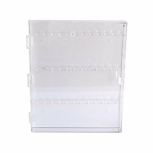 DisplayGifts All Clear Acrylic Spoon Display Case Rack to Hold 36 Souvenir or Tea Spoons Wall Mount Spoon Rack Cabinet with Door for Protection