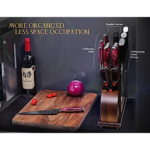 BREATHMAGNET Knife Holder, Wooden Kitchen Knife Block With Large Capacity, Pioneering Breath Magnetic Tech Double-sided Space Saving Storage Holder For Knives, Universal Cutlery Organizer Stand