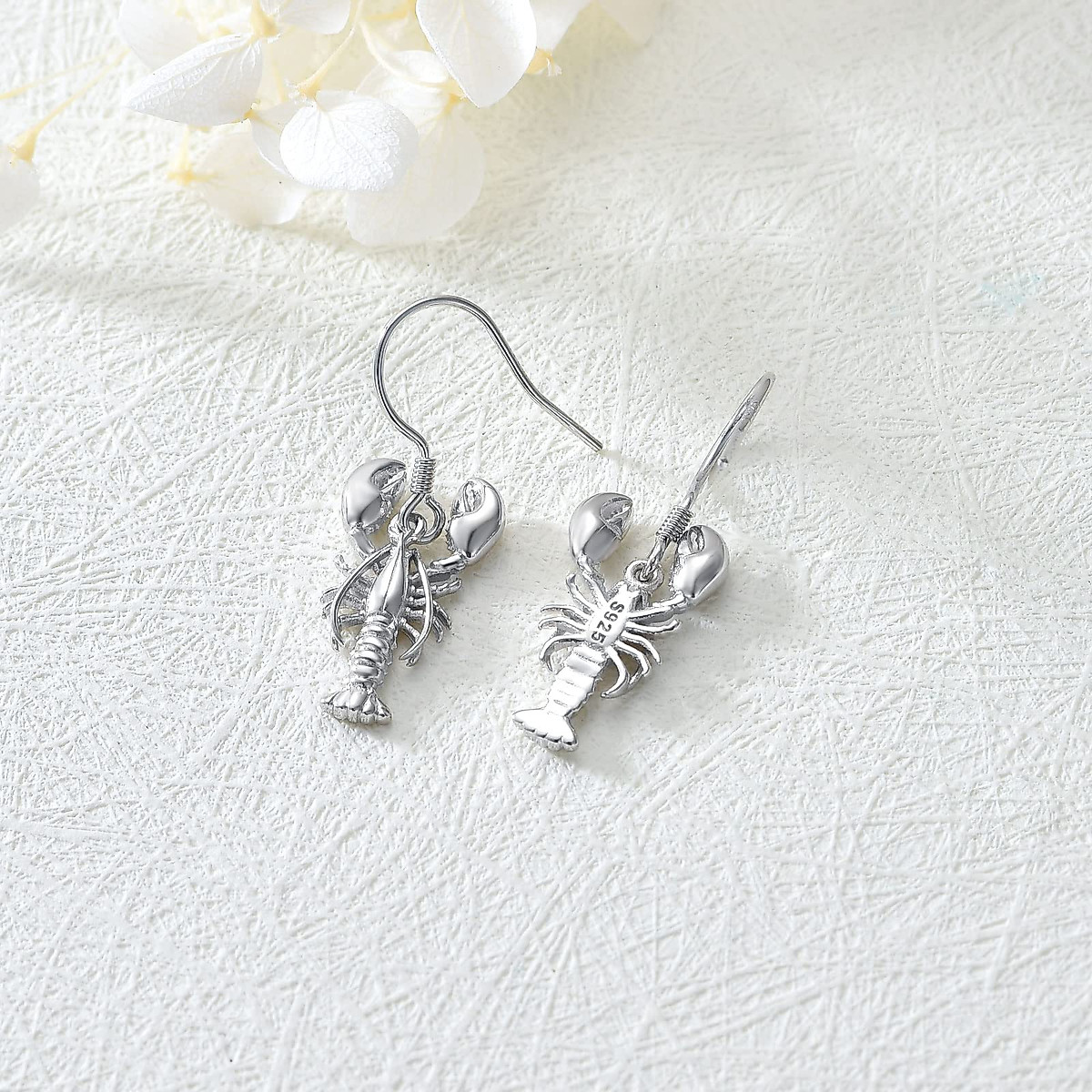 Lobster Earrings for Women Dangling Drop S925 Sterling Silver Statement Bead Fashion Earrings Jewelry Gift for Women