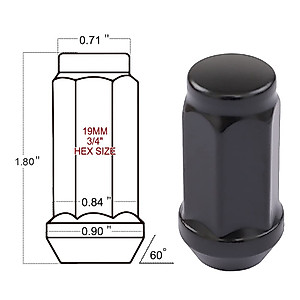 DCVAMOUS 24 PC 14x1.5 Lug Nuts Black 19mm Hex Compatible with Chevy GMC 6 Lug Aftermarket Wheels - M14x1.5 Extended Lugnuts 1.8" Tall Cone Seat for Sierra Silverado 1500 Suburban Yukon Tahoe Escalade