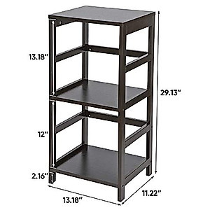 ZenStyle 3-Tier Open Storage Shelf Bookcase End Table for Bathroom Living Room Bedroom, Espresso Finish, Set of 2